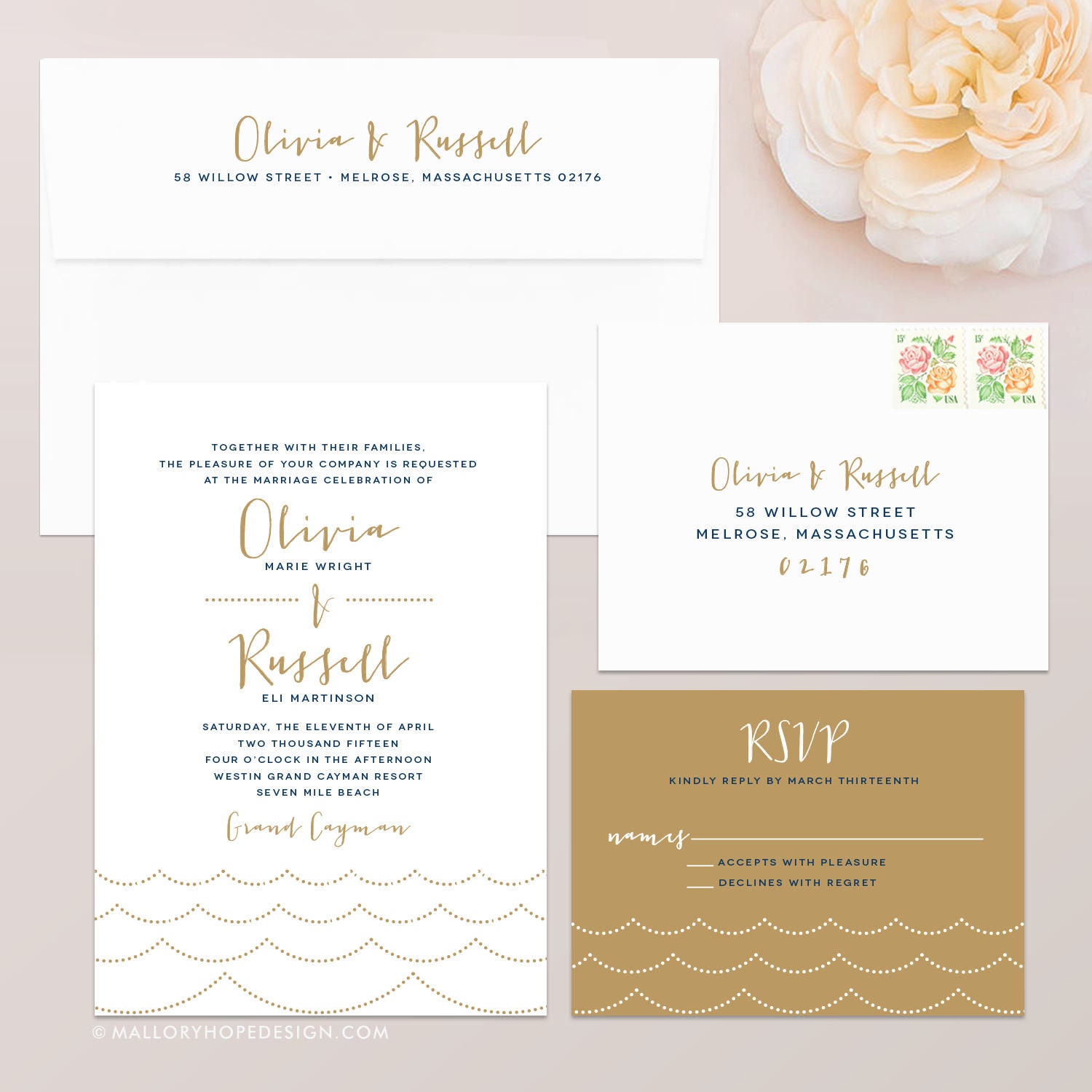 Ocean Wave Wedding Invitation, RSVP Set, Beach Destination - Etsy