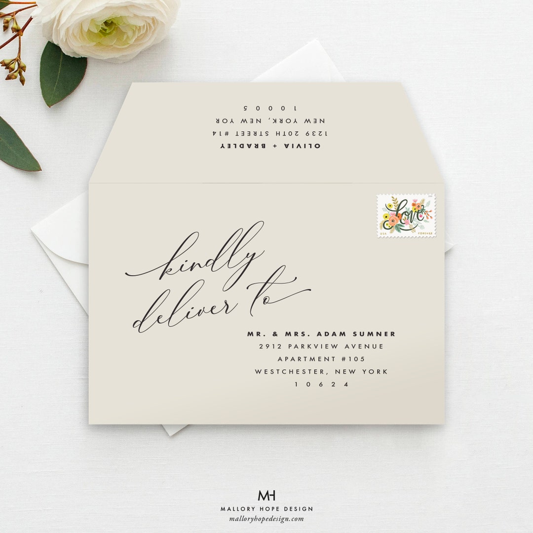 Calligraphy Printable Envelope Template, DIY Envelope Template, Wedding Envelope Template ...