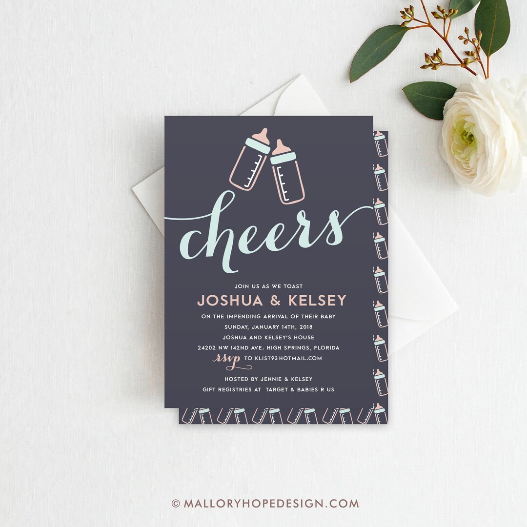 Cheers Baby Shower Invitation Template: Bubbly & Brew (digital Download ...