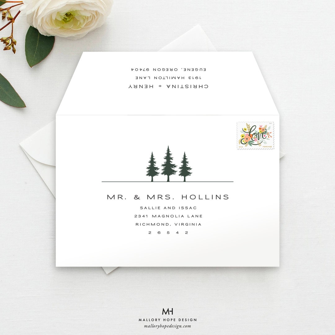Pine Tree Envelope Template: Rustic Wedding DIY (digital Download) - Etsy