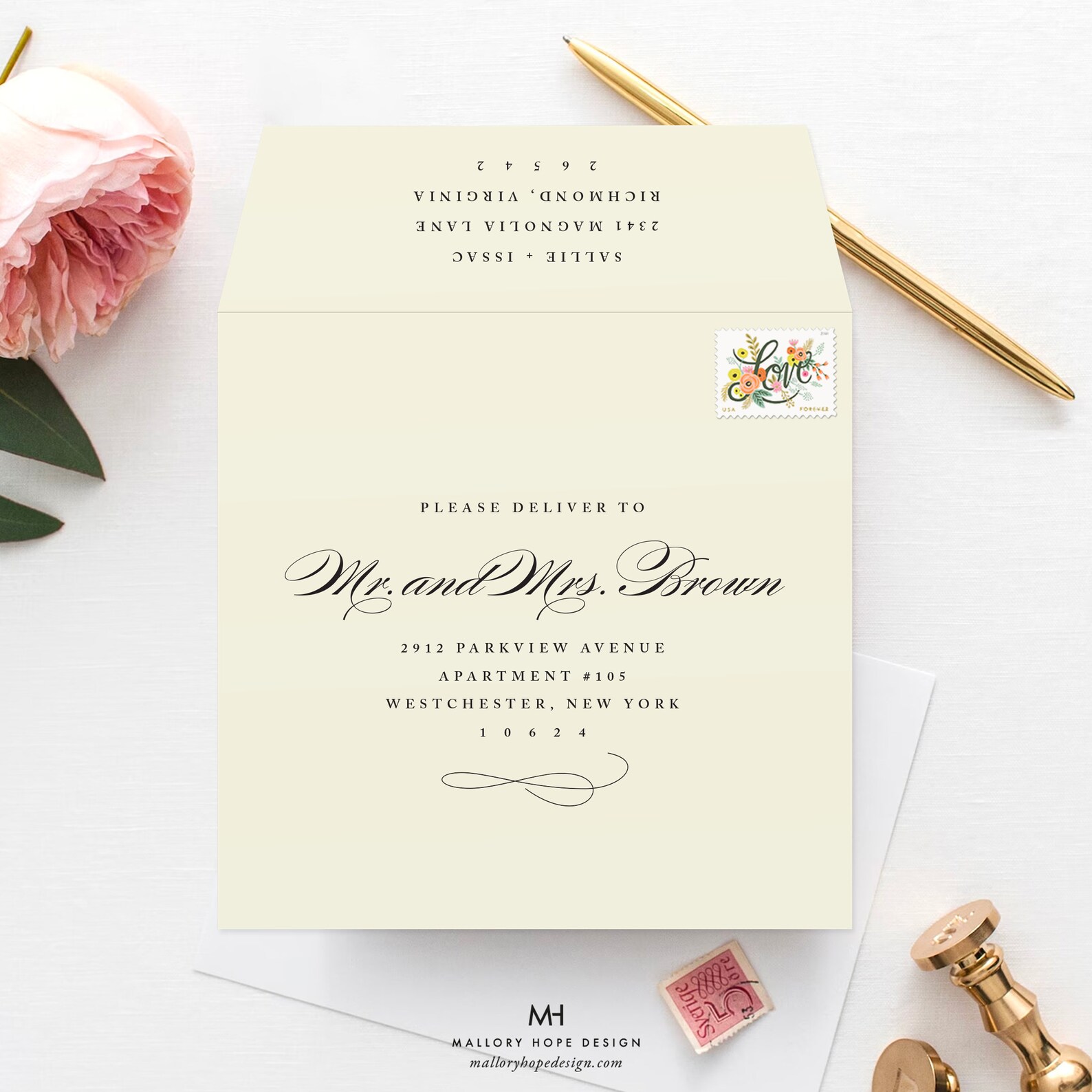 Printed Square Envelopes: Guest & Return Addressing, White, Cream ...