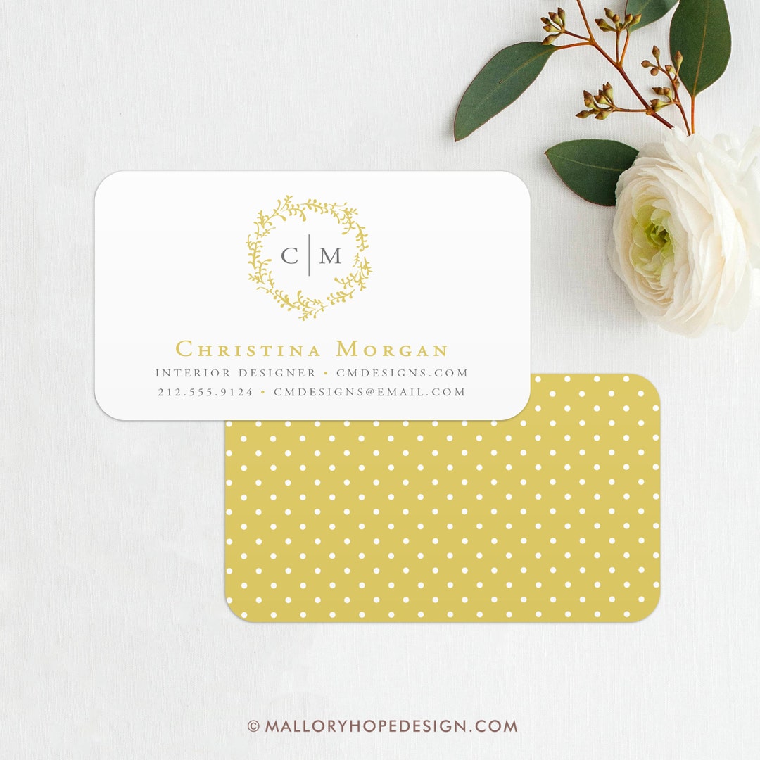 Wreath Business Card Small Business, Interior Designer, Event Planner ...