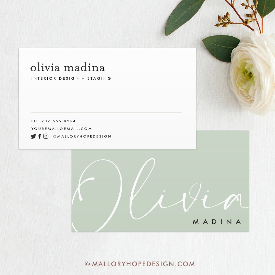 Modern Printed Business Cards, Minimalist Design, Custom Calling Card ...