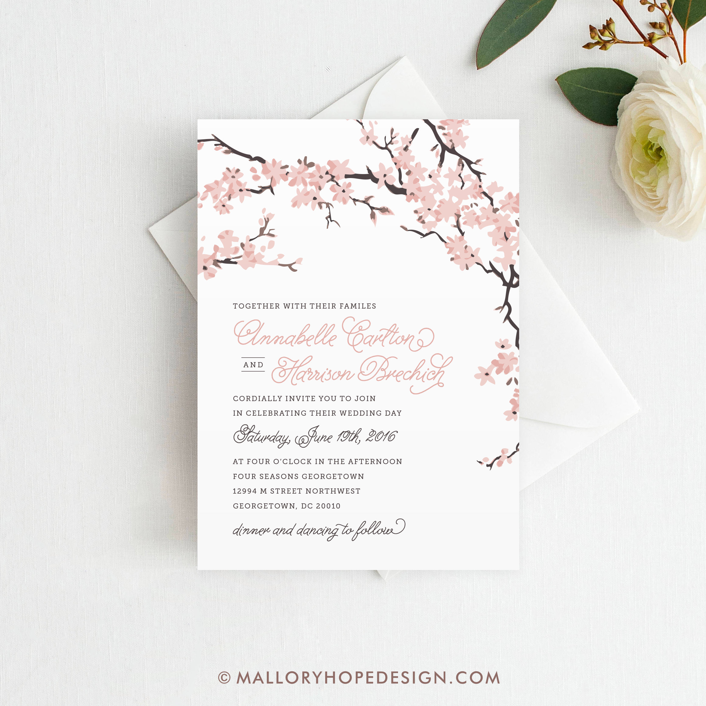 Cherry Blossom Wedding Invitation Template Suite Cherry | Etsy