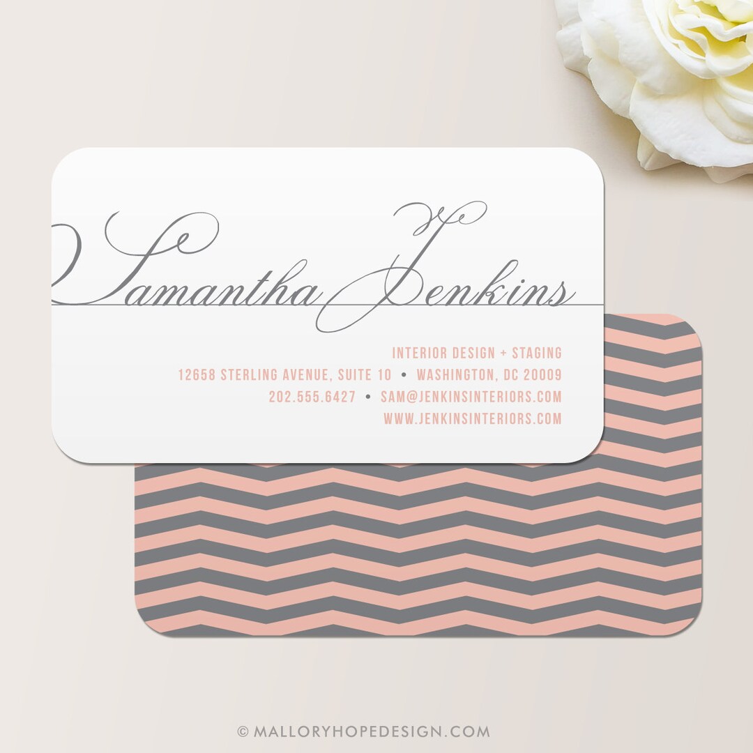 Chevron Business Card, Modern Contact Card, Square or Rounded Corners ...