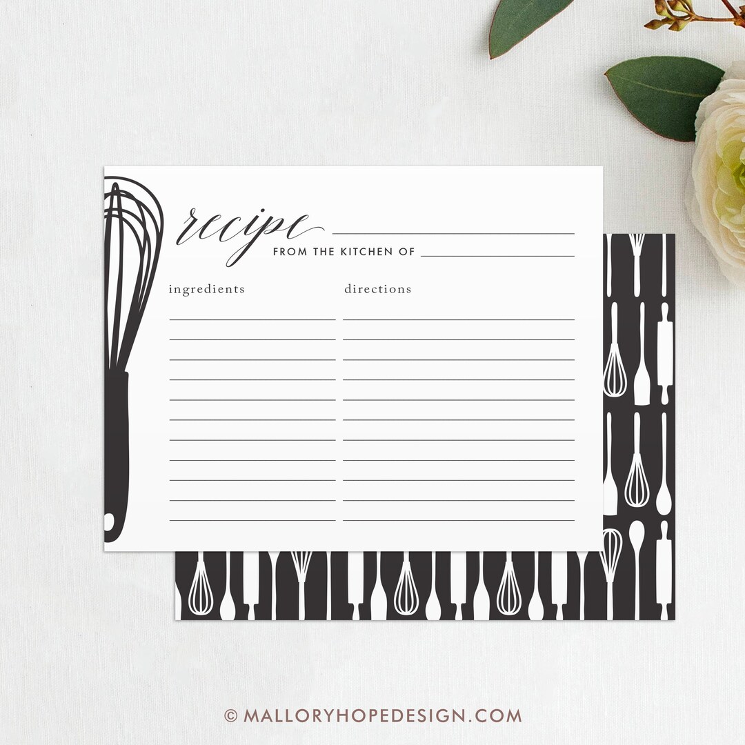Whisk Recipe Card Template: Kitchen Bridal Shower (instant Download) - Etsy