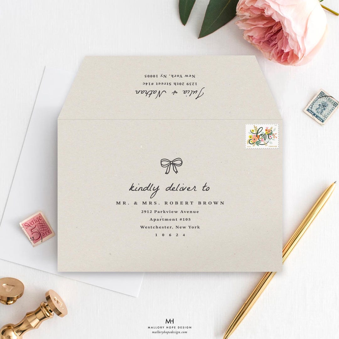 Bow Envelope Template: DIY Party & Christmas Envelopes (digital ...