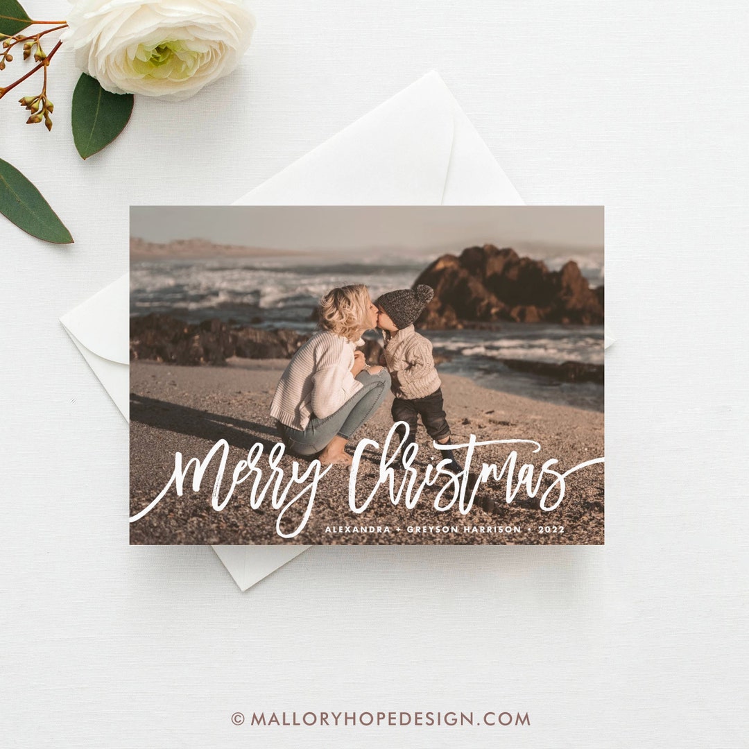Handwritten Photo Holiday Card Photo Christmas Cards - Etsy
