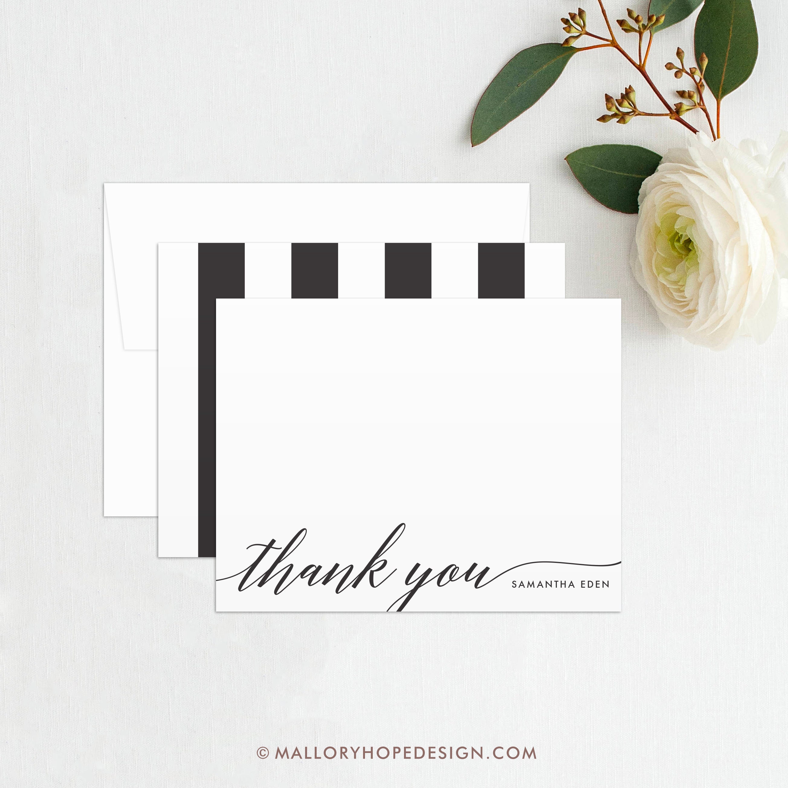Printed Lettering Thank You Card Thank You Stationery with | Etsy