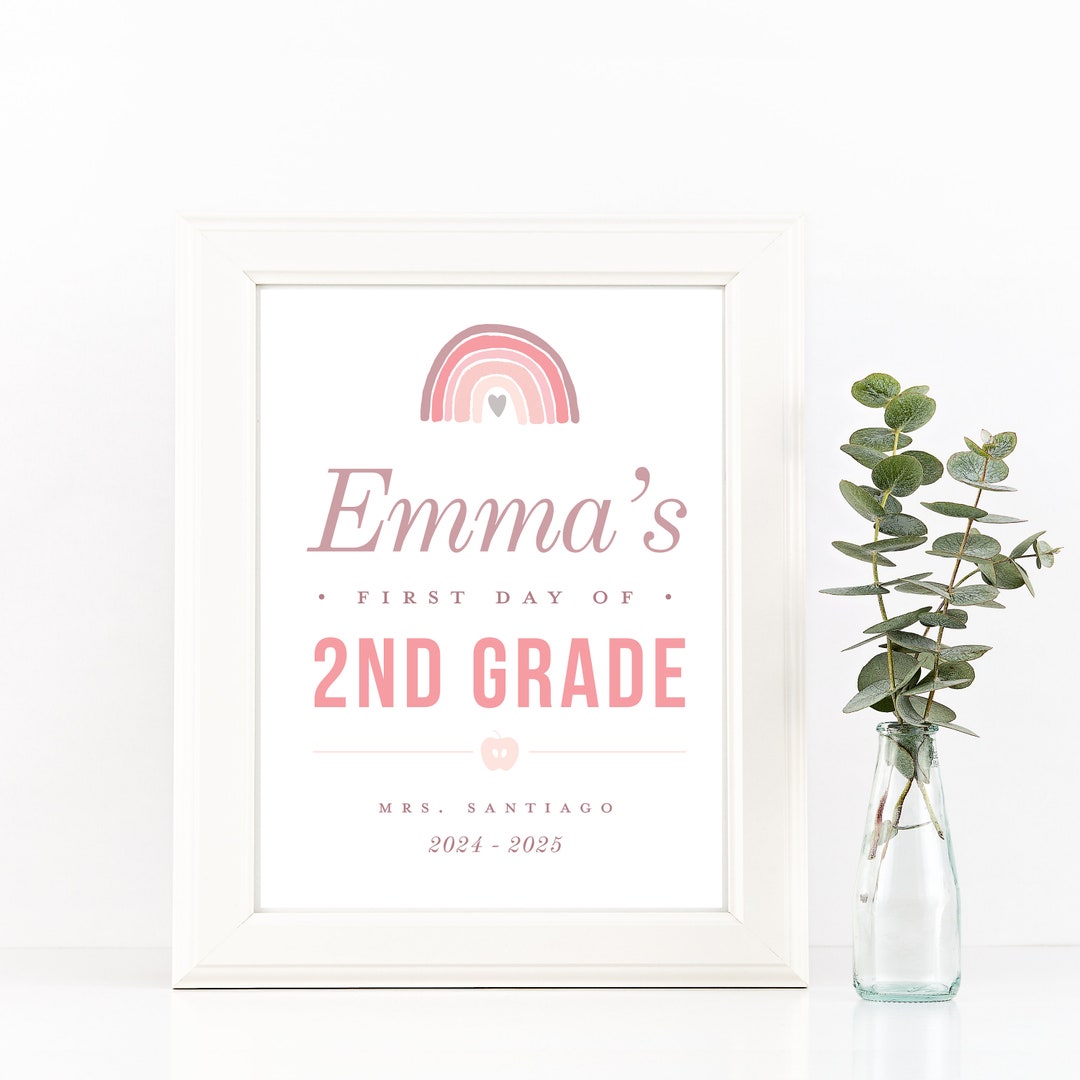 Rainbow First Day of School Sign Printable, Printable First Day of ...