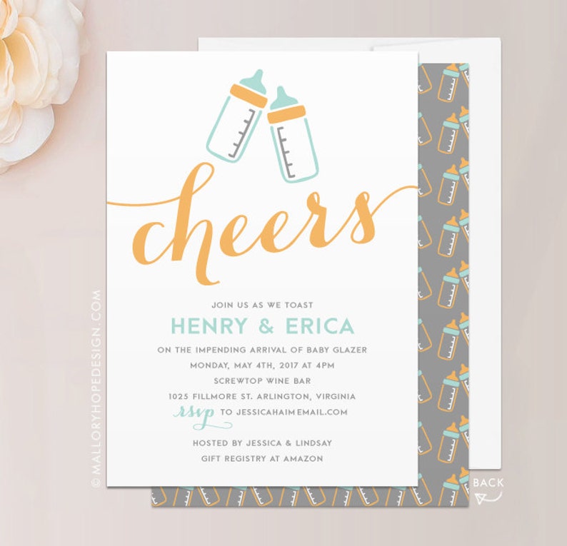 Cheers Baby Shower Invitation Template Bubbly & Brew - Etsy
