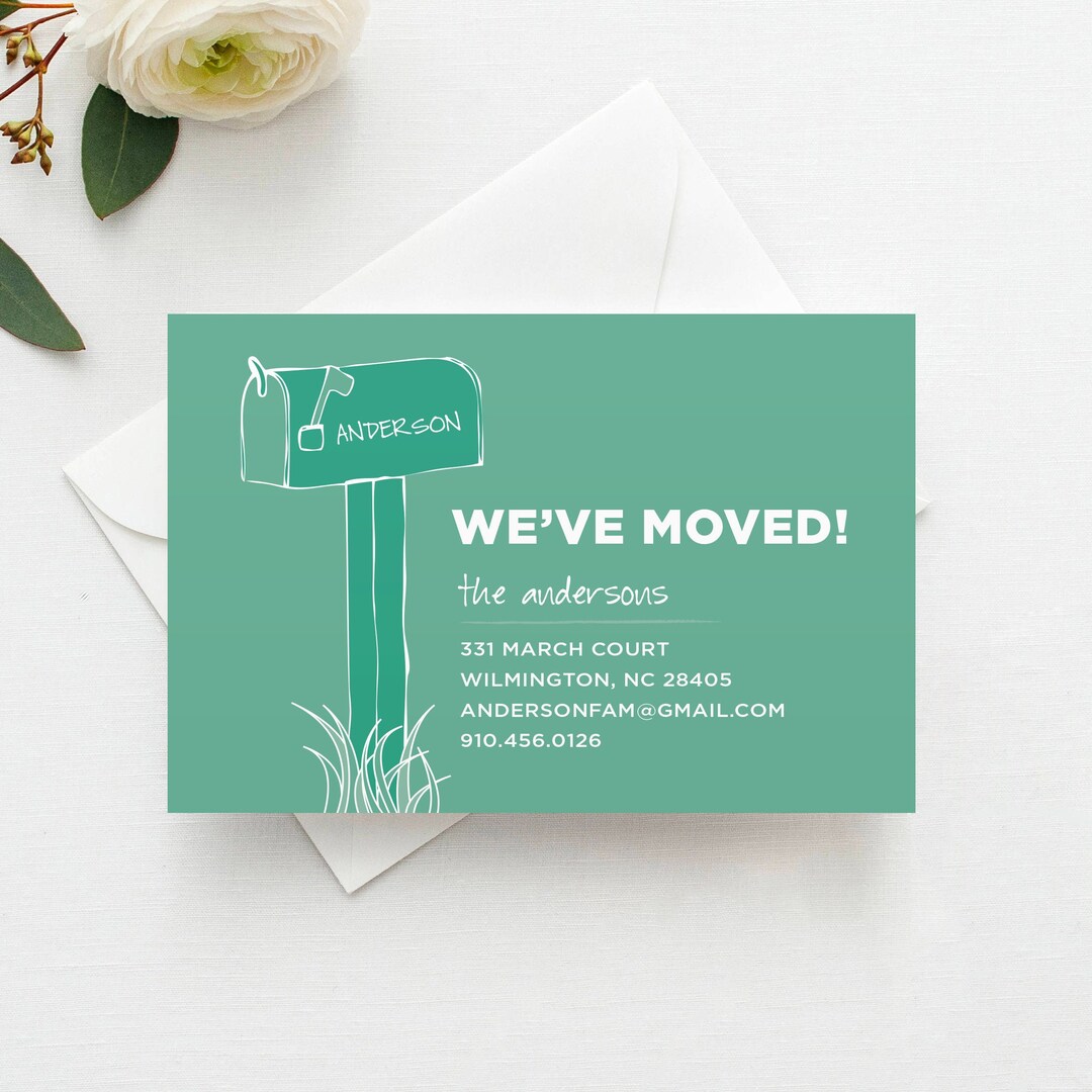 Mailbox Moving Announcement Postcard, Magnet, Flat Card, New Home Card ...