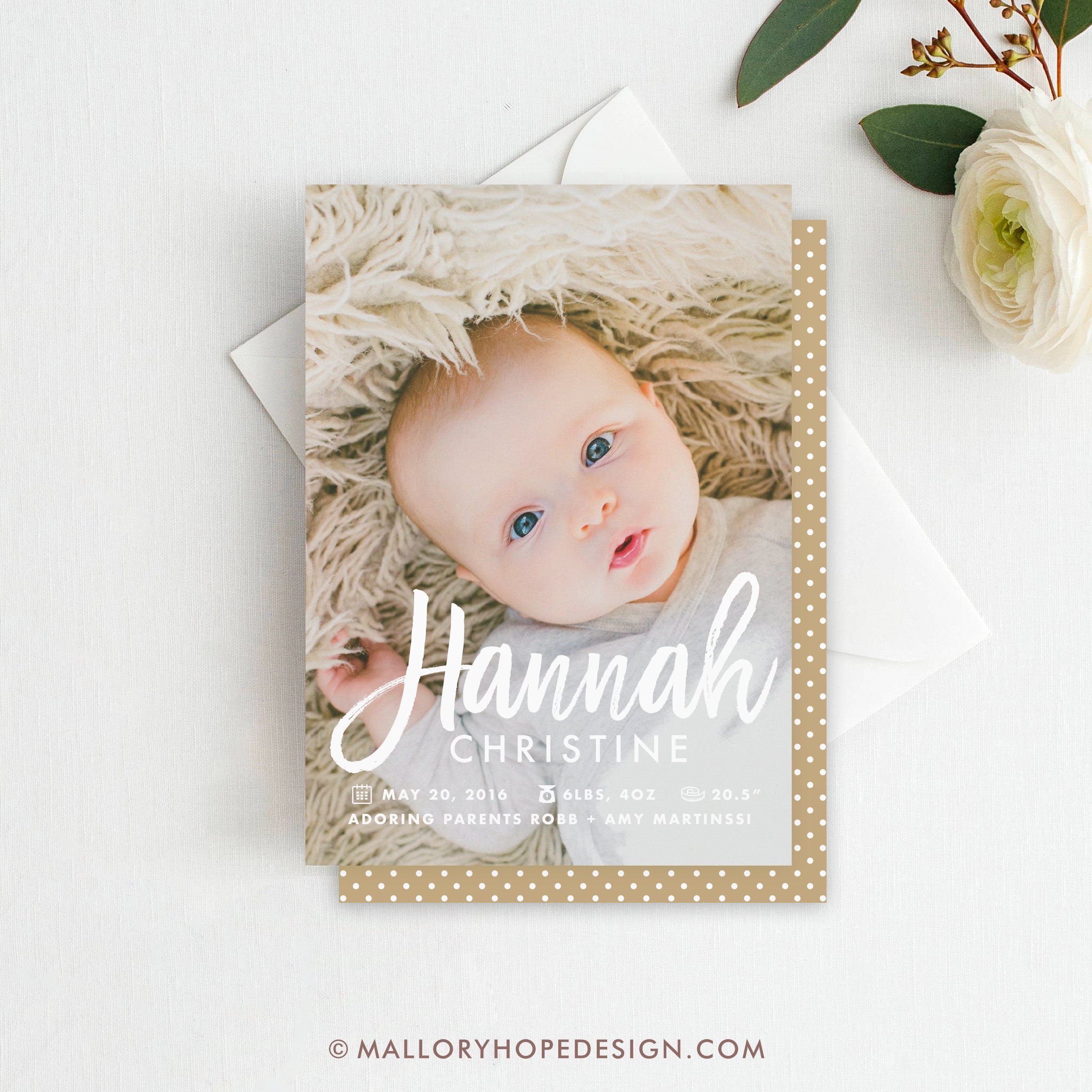 Handwritten Photo Birth Announcement Minimal Birth - Etsy