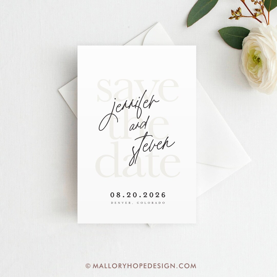 Minimal Save the Date PRINTED Postcard Magnet Flat Card - Etsy
