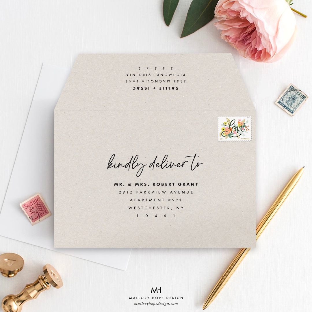 Printable Envelope Template, Addressed Envelope, DIY Envelope Template ...