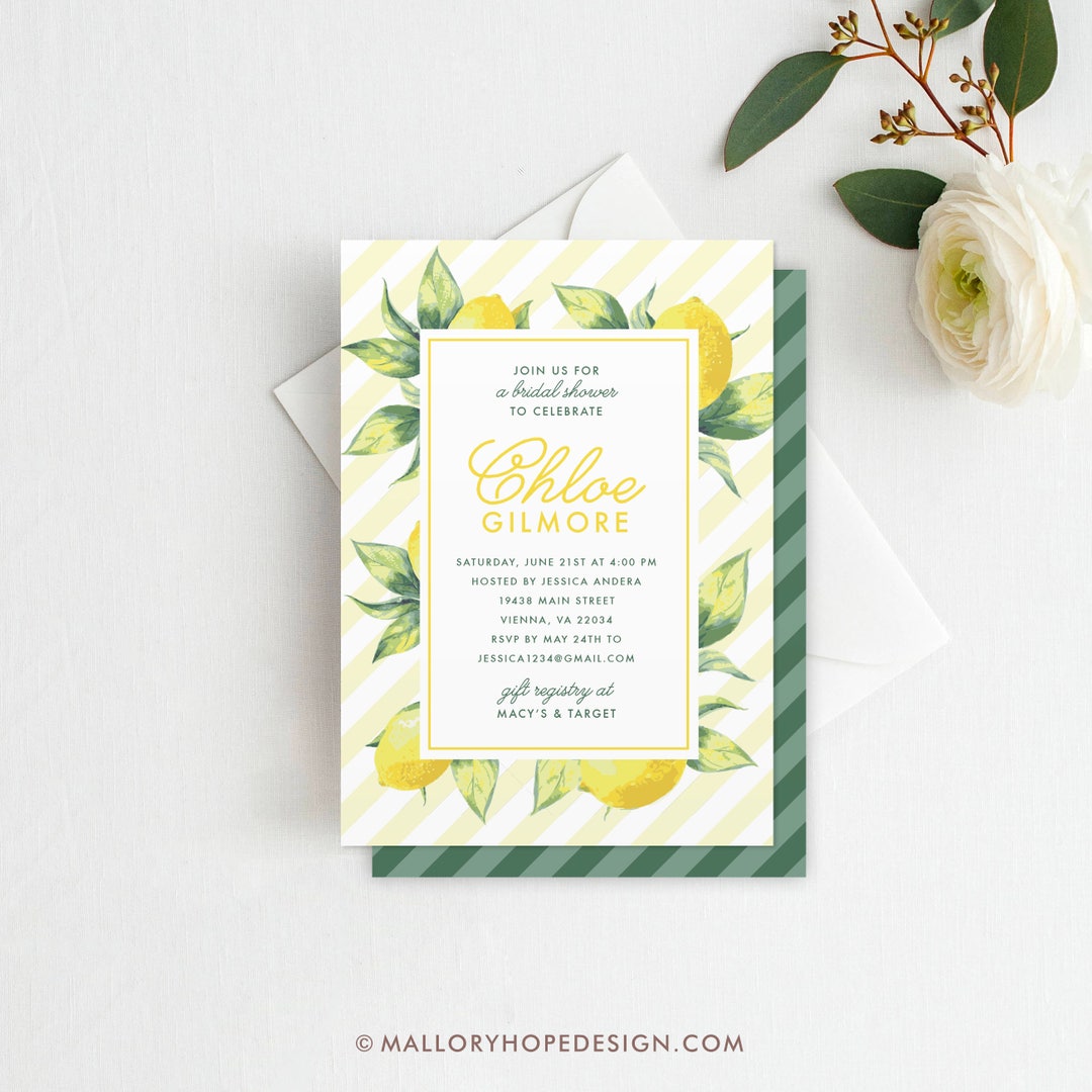 Lemon Bridal Shower Invitation,, Lemon Shower Invite, Lemon Shower ...