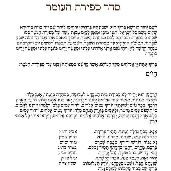 Counting the Omer Chart - Etsy