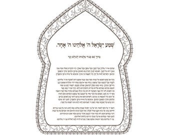 Sh'ma Yisrael Prayer Wall Art-coloring Page-jewish Art Craft-the Shema ...