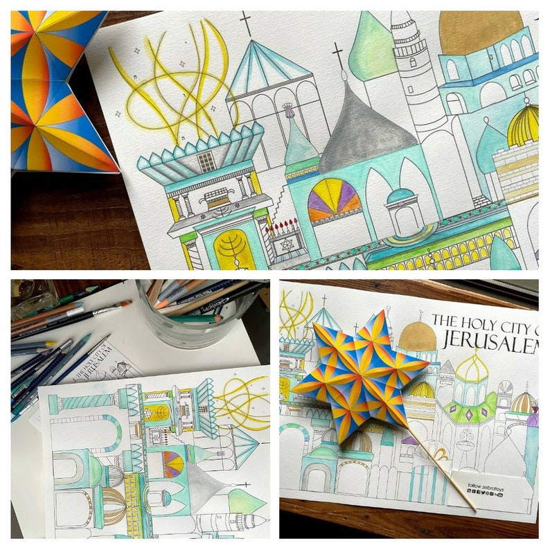 Holy City Jerusalem Art Poster to Print and Color-holiness-grace ...