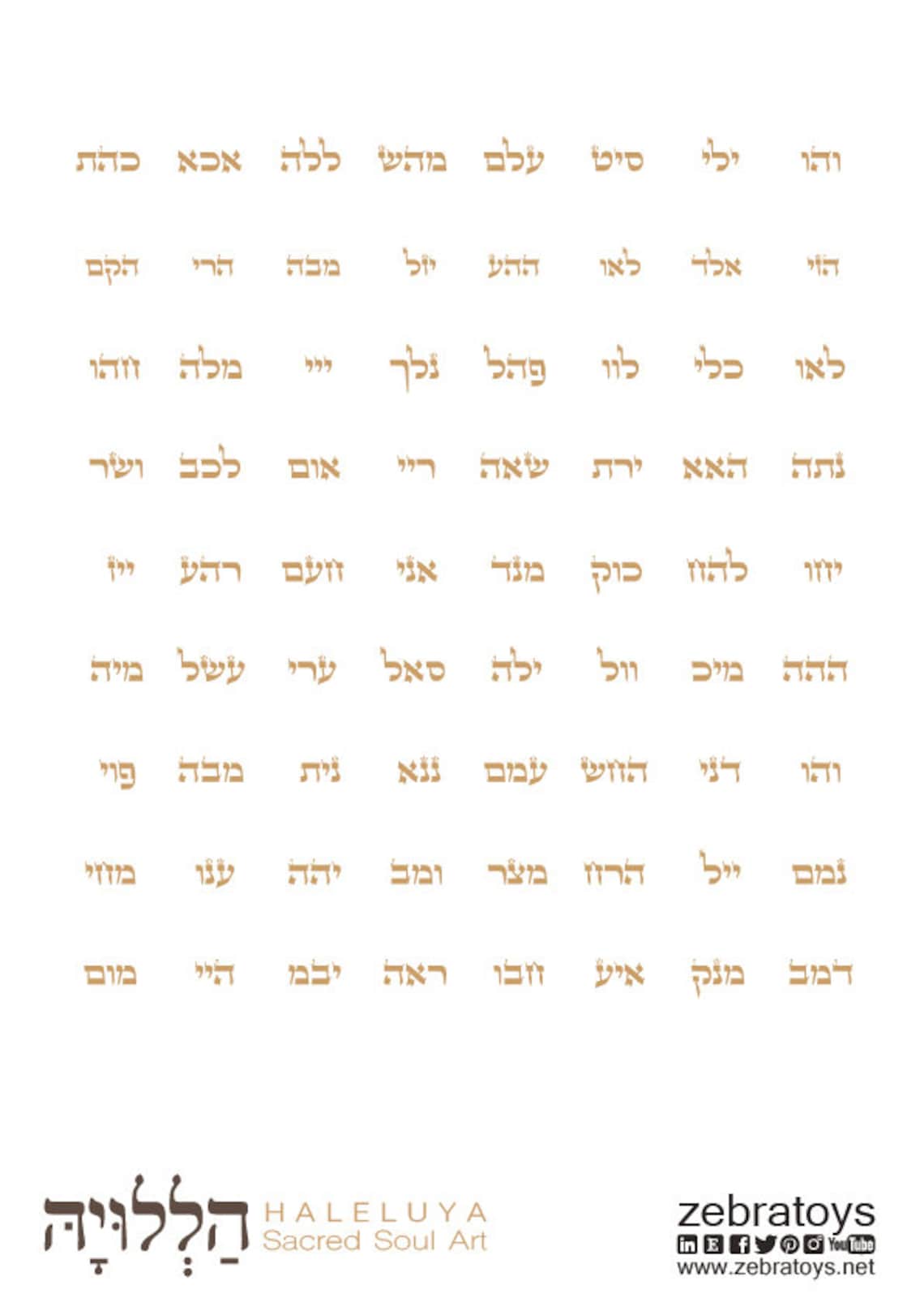 The 72 Names of God-judaism-sacred Art-divine Hebrew Torah - Etsy