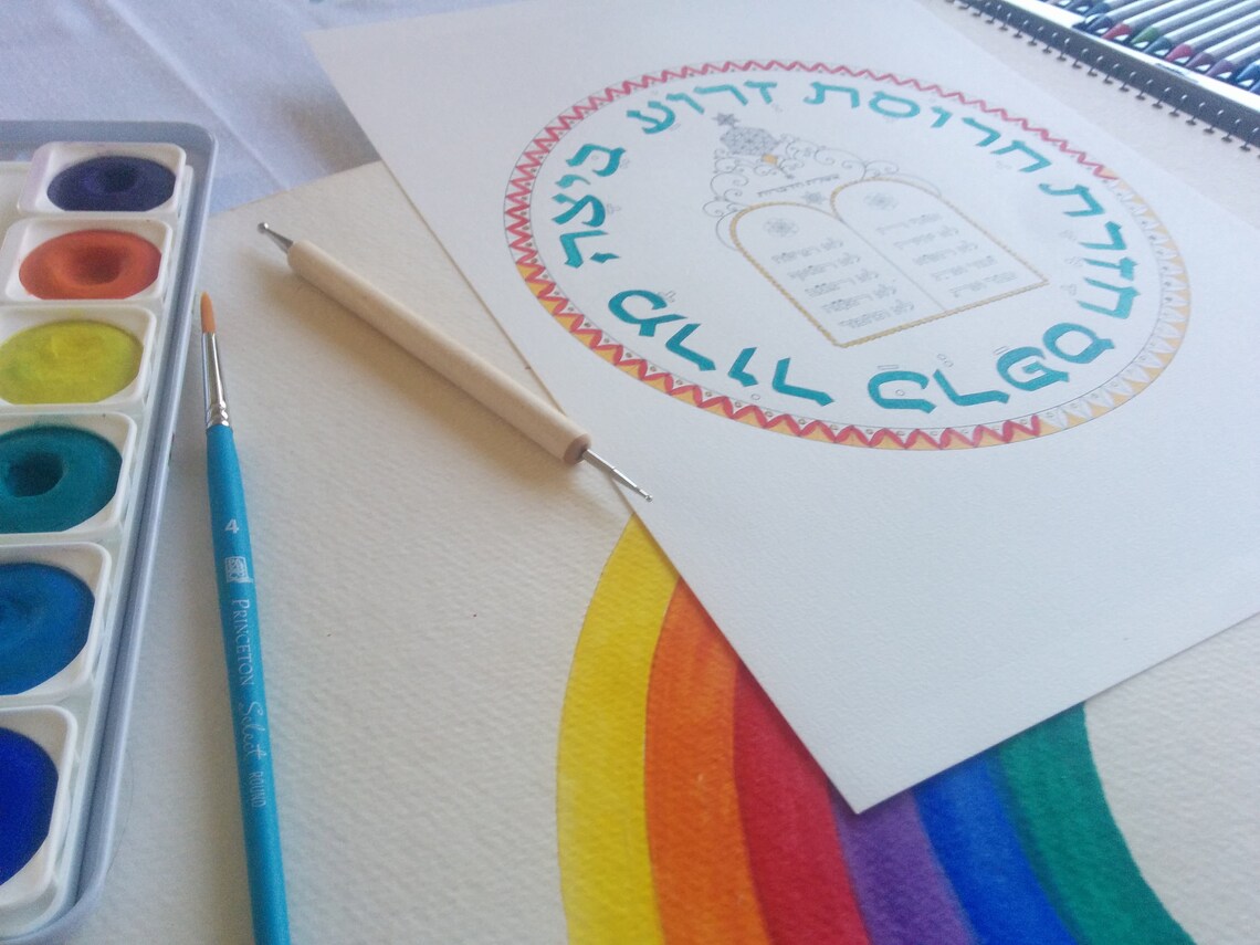 Ten Commandments-passover Coloring Page-seder Plate-jewish Art Activity ...