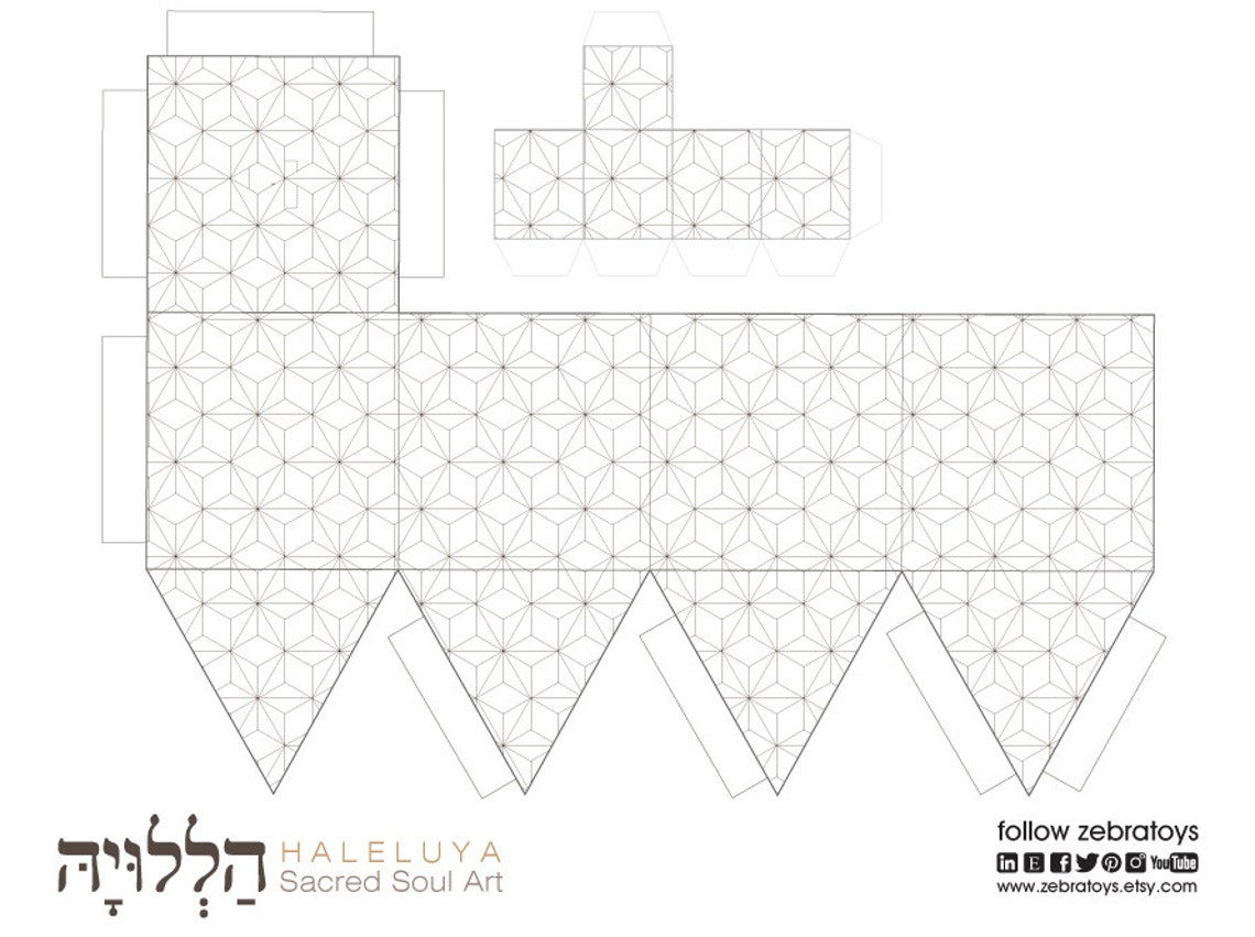 Dreidel 3D Paper Craft Hanukkah-printable Template-stars-holiday Party ...