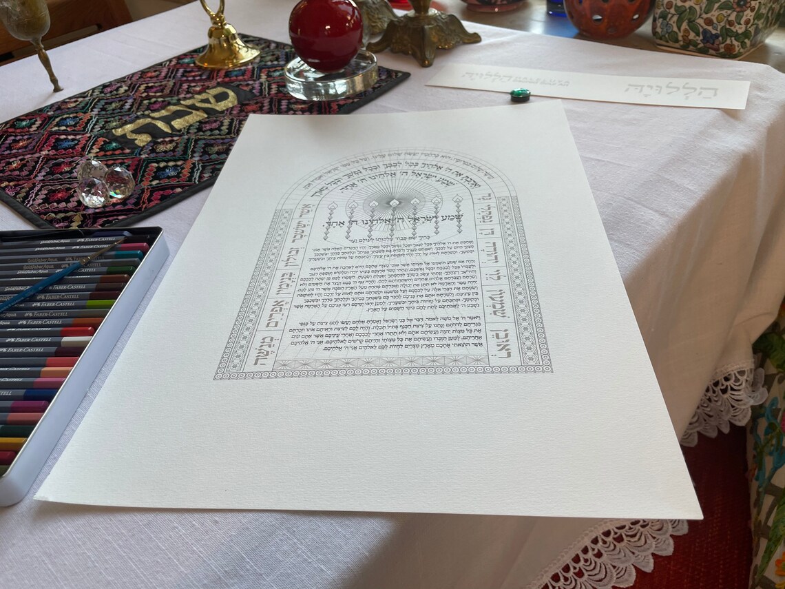 Shema Yisrael Prayer-poster to Print and Color-hebrew Faith Blessing ...