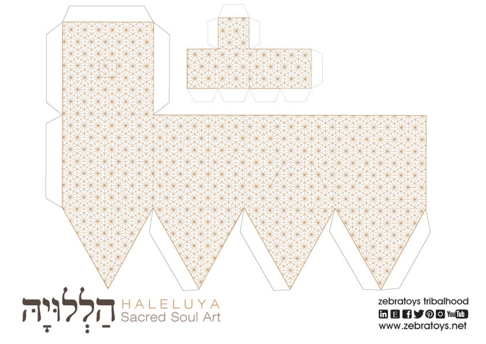 Hanukkah Dreidel Template-craft 3D Paper-geometric Gold-model-holiday ...