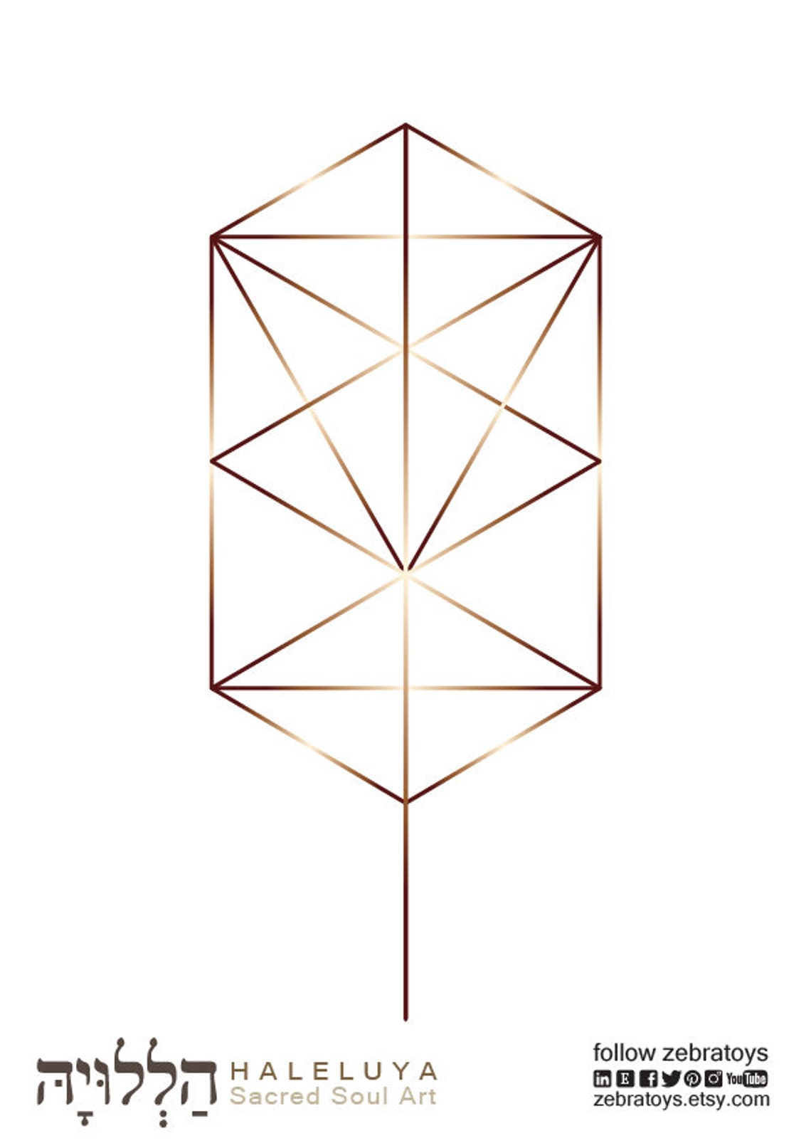 Kabbalah Ten Sefirot-sacred Geometry-wall Décor Copper Print-10 ...