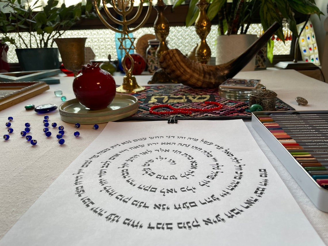 The 72 Names of God-kabbalah-spiral Formation-divine Jewish Art-judaism ...
