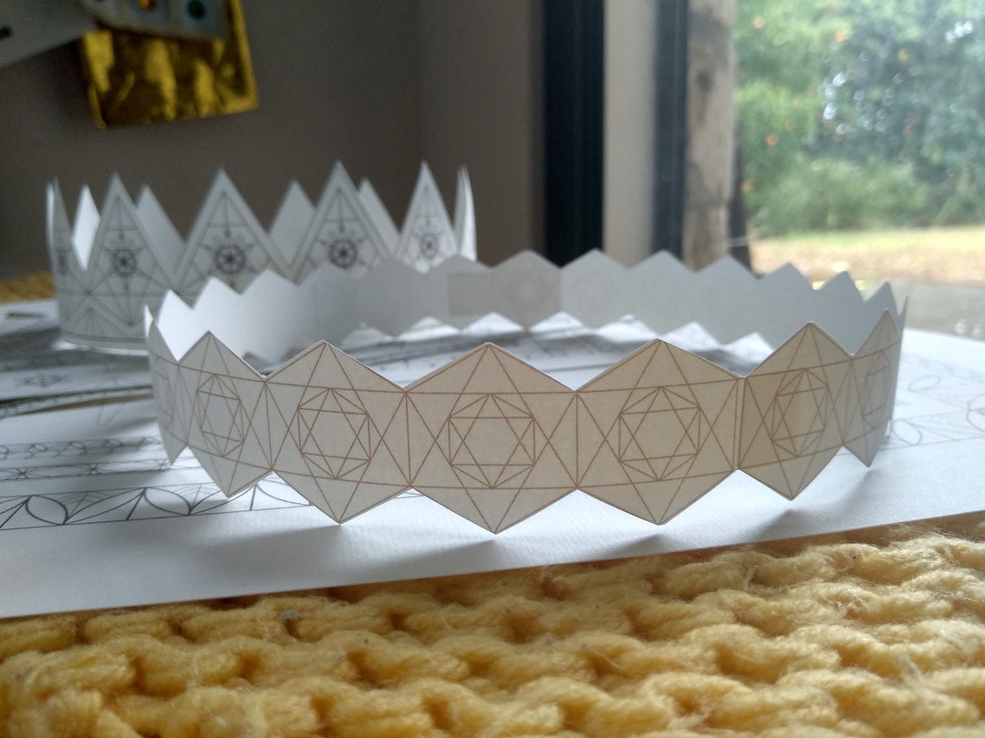 Sacred Geometry Art Paper Crown-royal Crowns-purim Crafts-jewish ...