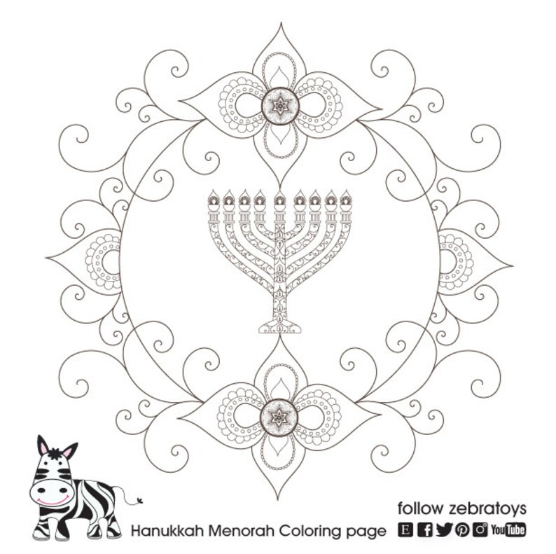 Hanukkah Menorah Coloring Book by @zebratoys-hebrew and Judaics Teacher ...