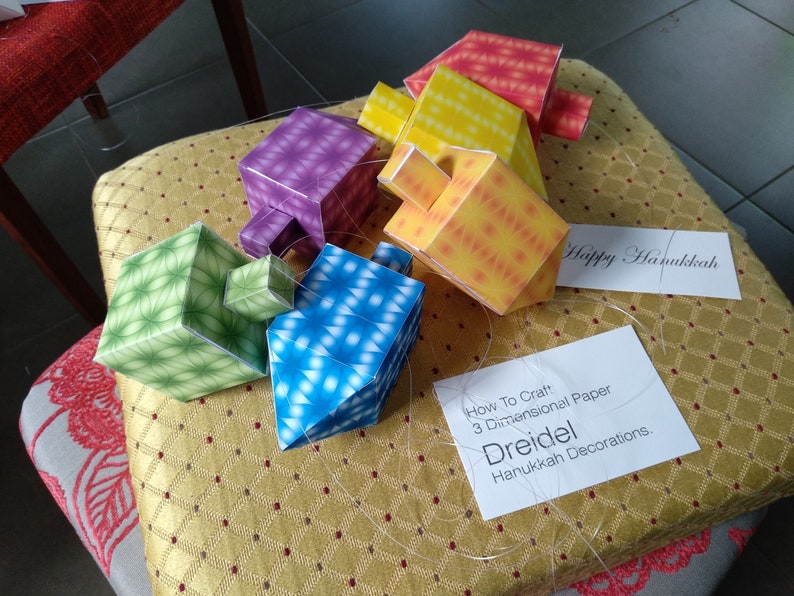 3D Paper Craft Orange Dreidel-rainbow Color Harmony-hanukkah Decoration ...