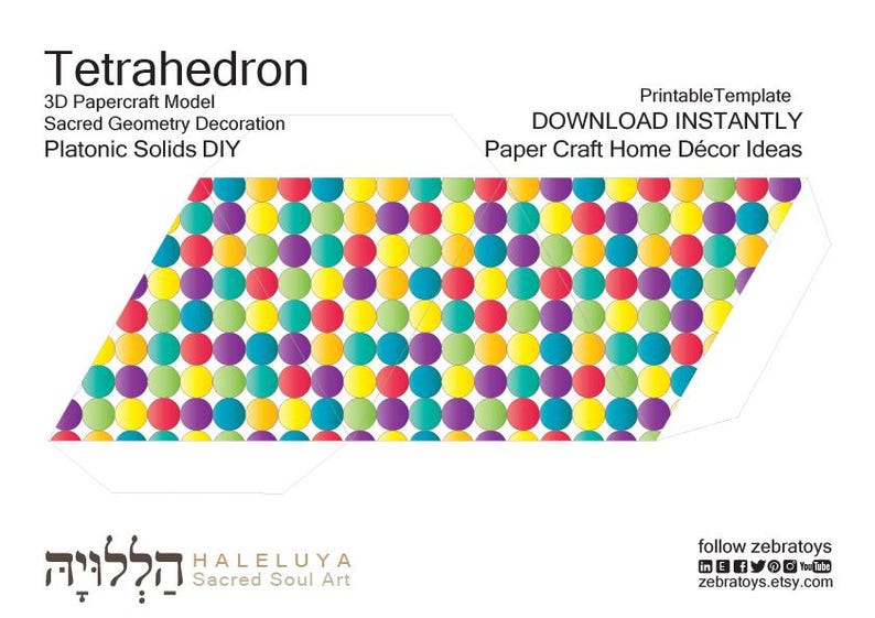 Tetrahedron 3D Paper Craft Template-shelf Décor Ideas-platonic Solids ...