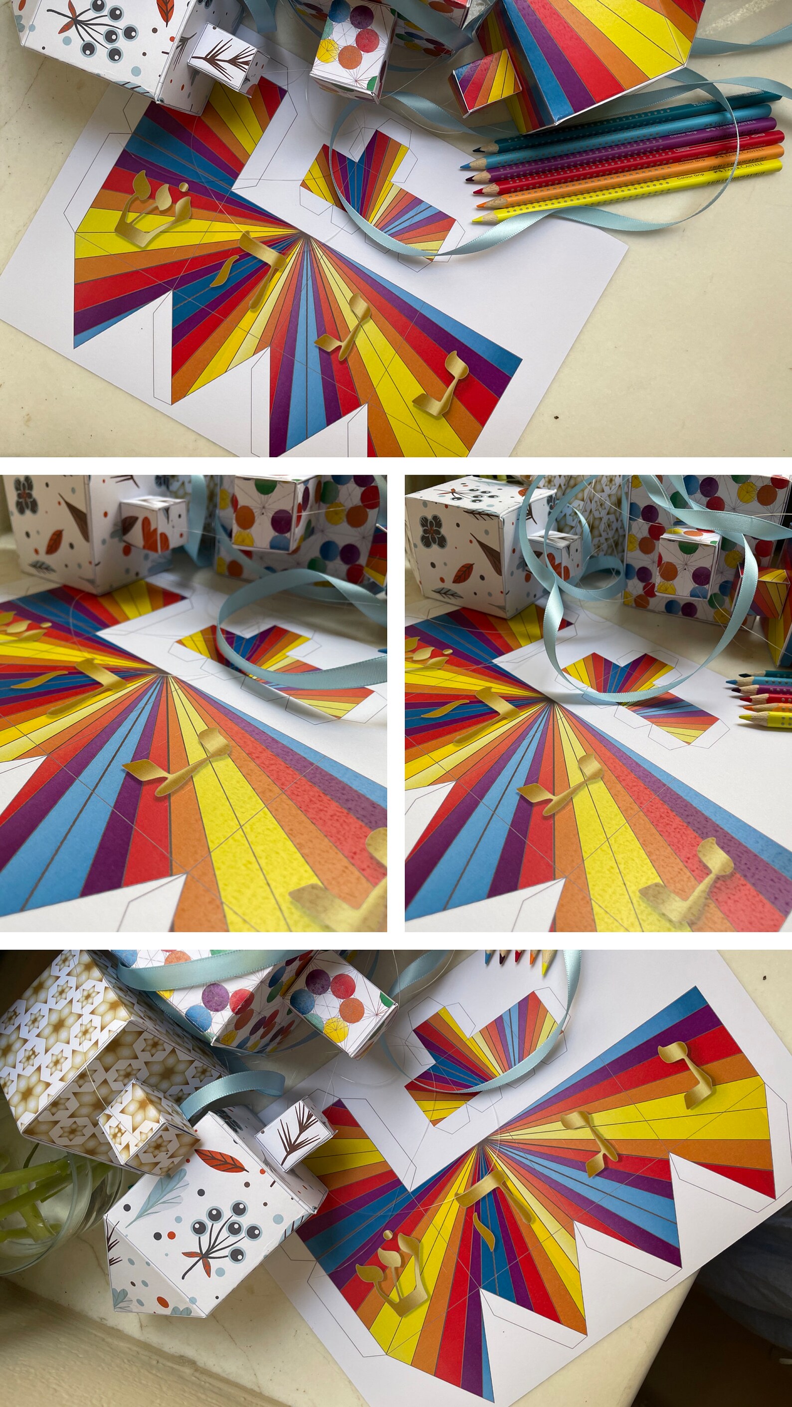 Hanukkah Dreidel Paper Craft Gift Box Template-3d Model-holiday Table ...