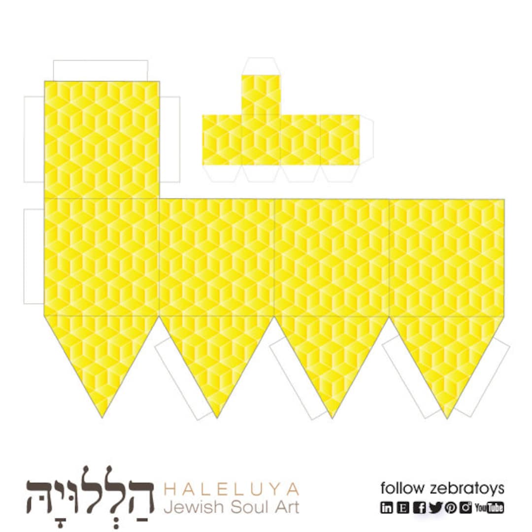 Yellow Dreidel Papercraft Template-diy Sweets Gift Package-printable ...