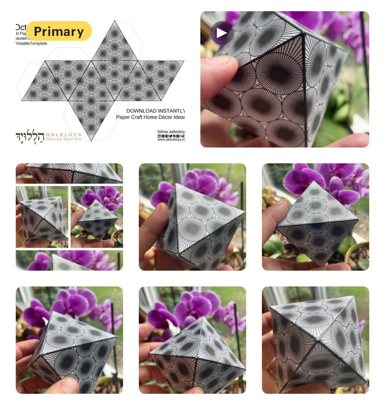 Octahedron 3D Papercraft Template-home Décor Ideas-platonic Solids ...