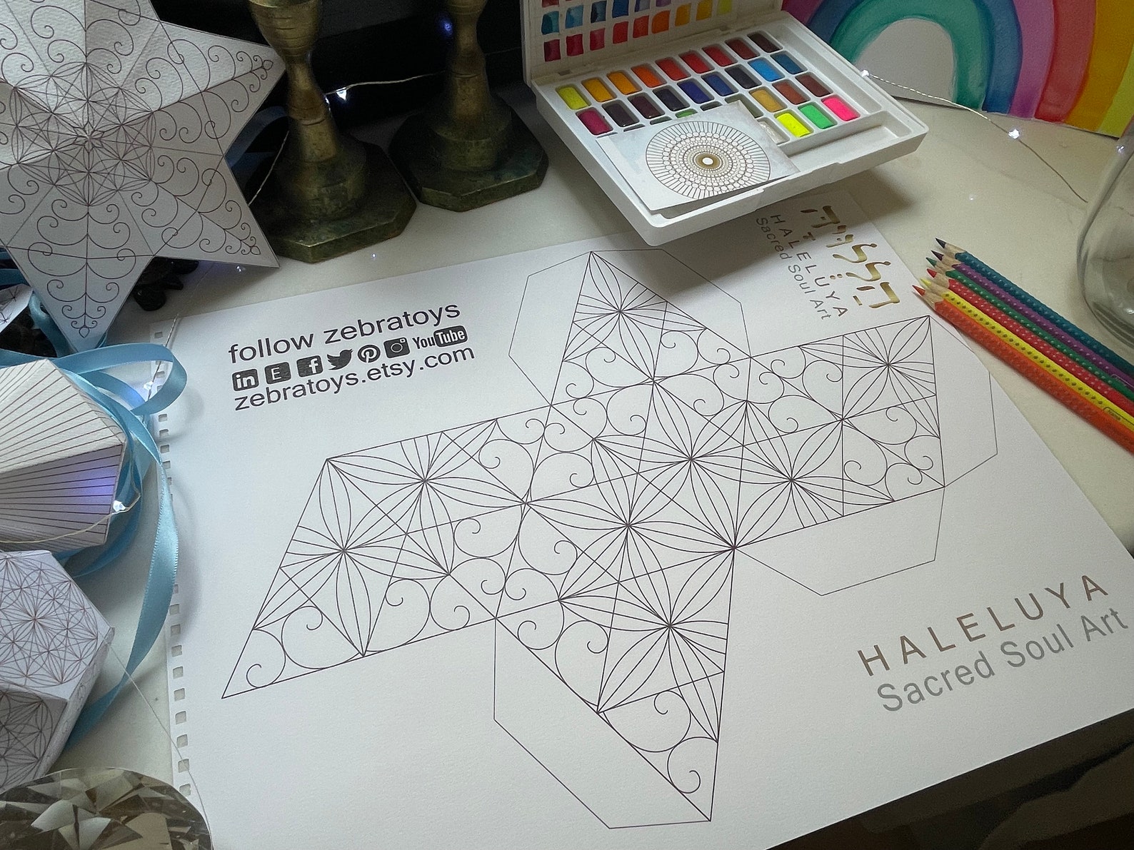 Octahedron 3D Papercraft Template Pdf-platonic Solids-printable 3D ...