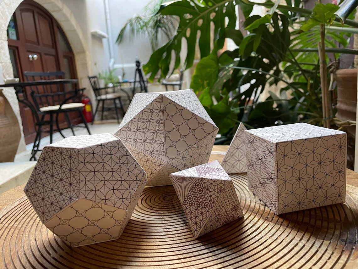 Platonic Solids Set Paper Craft PDF Templates-package of 5 Home Décor ...
