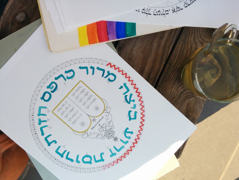 Ten Commandments-passover Coloring Page-seder Plate-jewish Art Activity ...