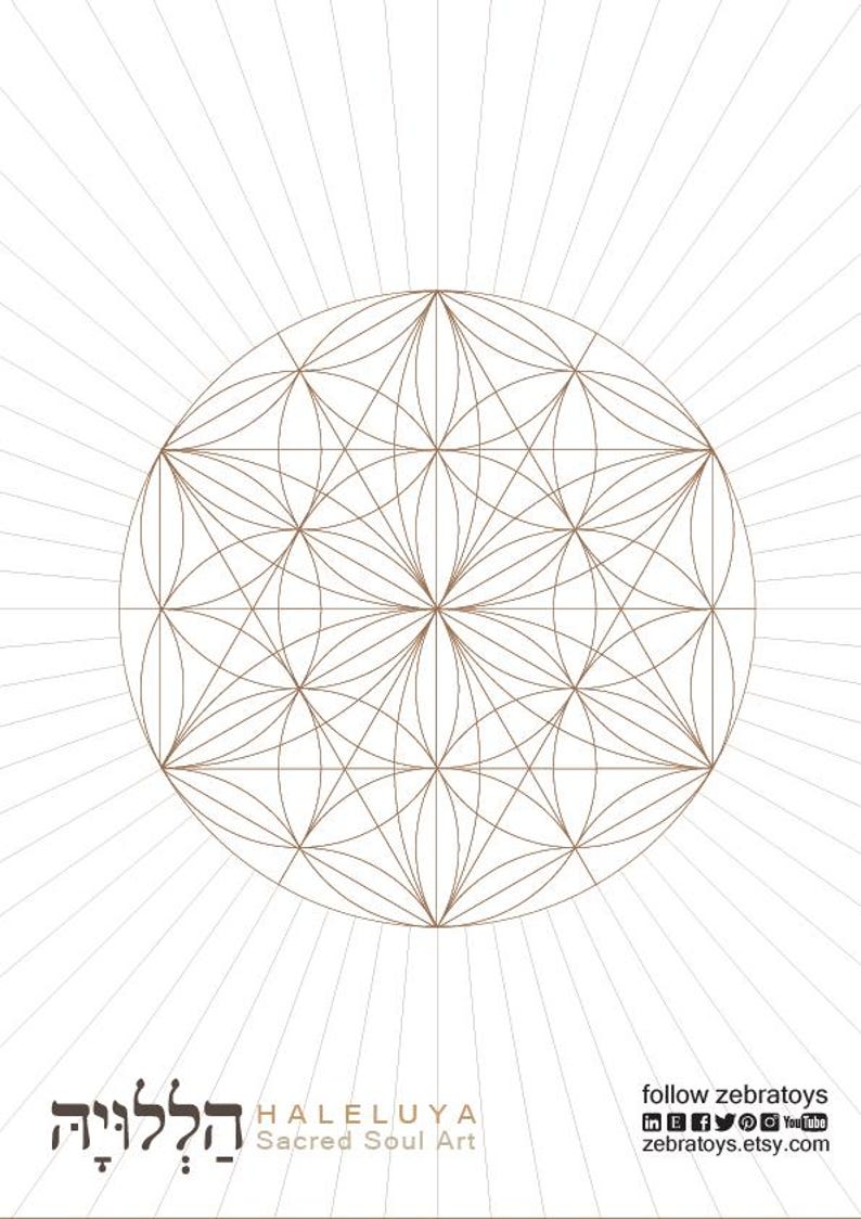 Seed of Life Coloring Page-sacred Geometry Art for Meditation, Energy ...