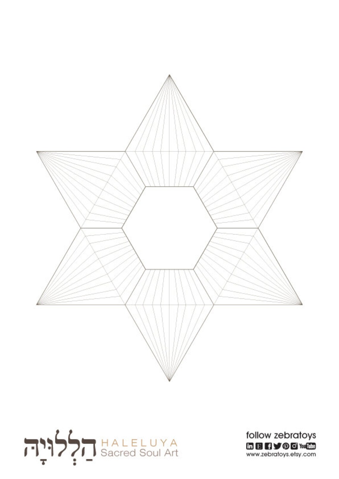 Star of David Crystal Diamonds-coloring Page-2021 Collection-jewish Art ...