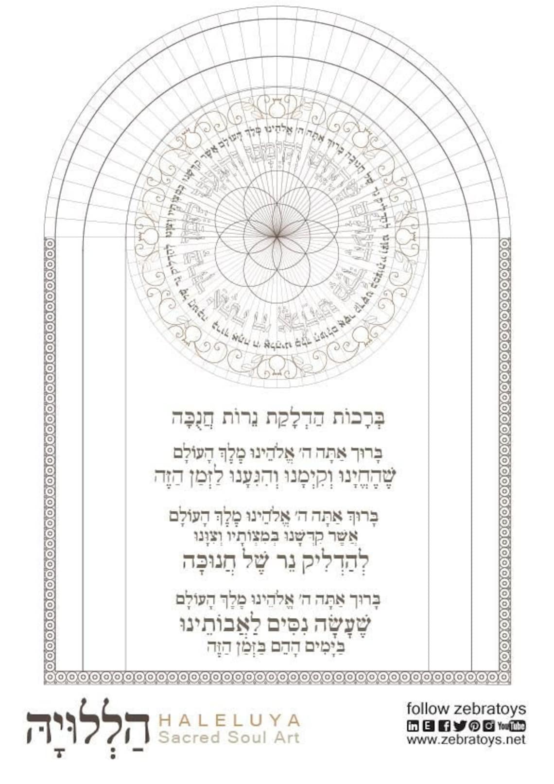 Hanukkah Menorah Candles Blessings Printable-siddur Prayers-hanukkiah ...