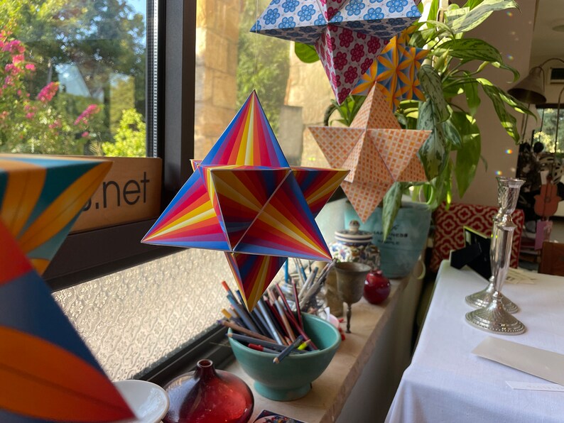 Merkaba Paper Craft Merkavah Rainbow DIY Template-printable 3D Star ...