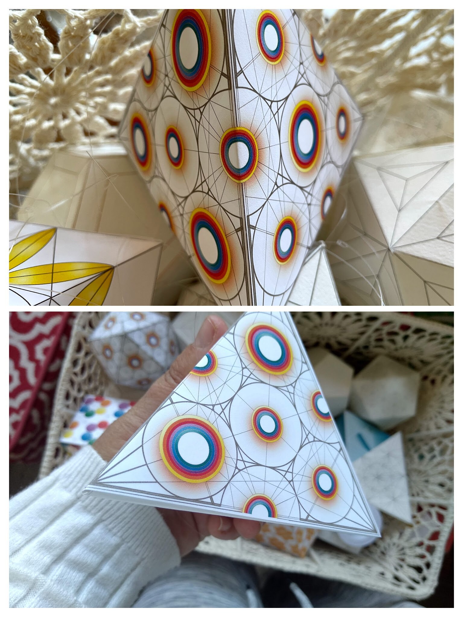 Tetrahedron 3D Papercraft Template Pdf-platonic Solids-rainbow Colors ...