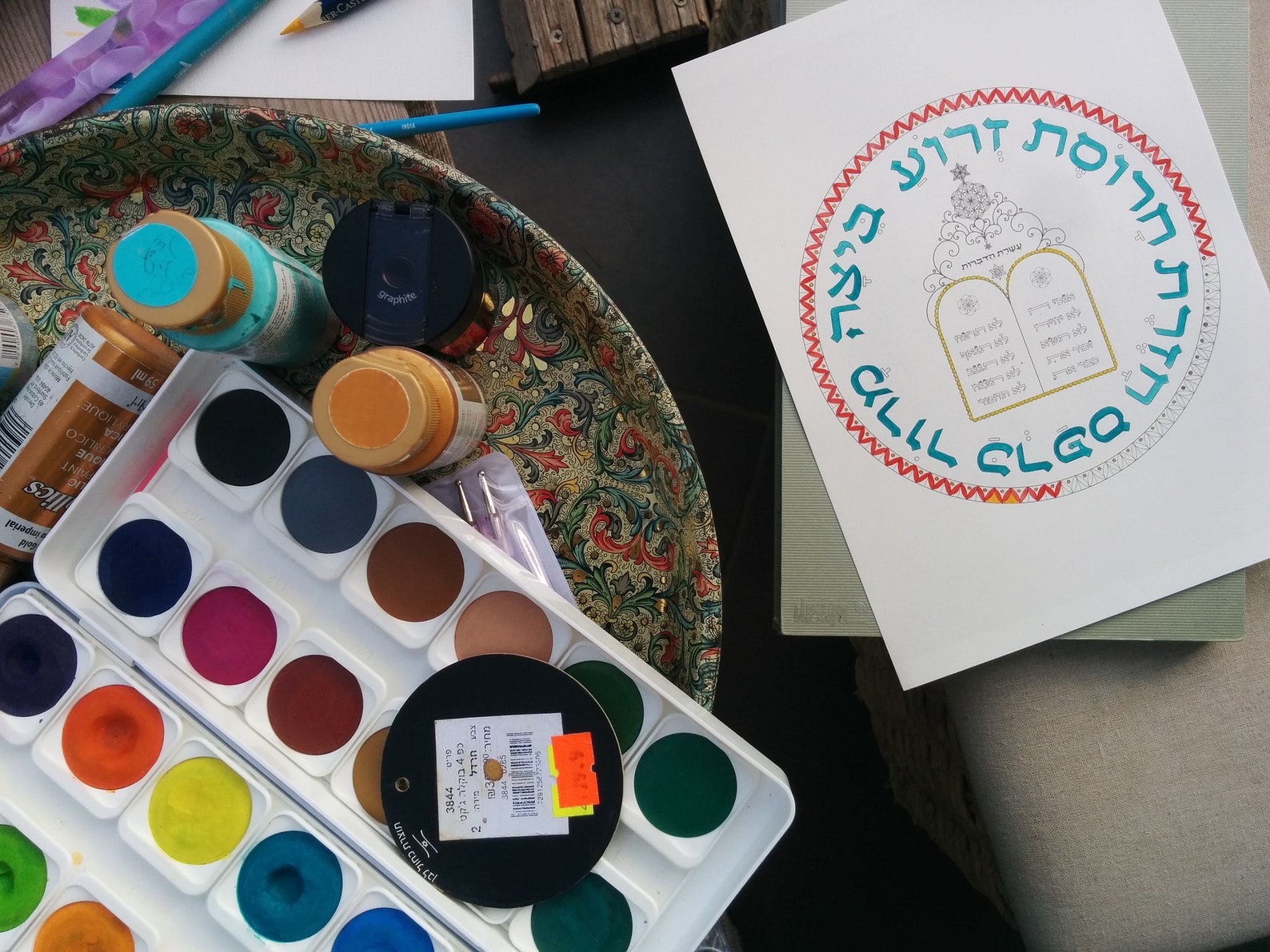Ten Commandments-passover Coloring Page-seder Plate-jewish Art Activity ...