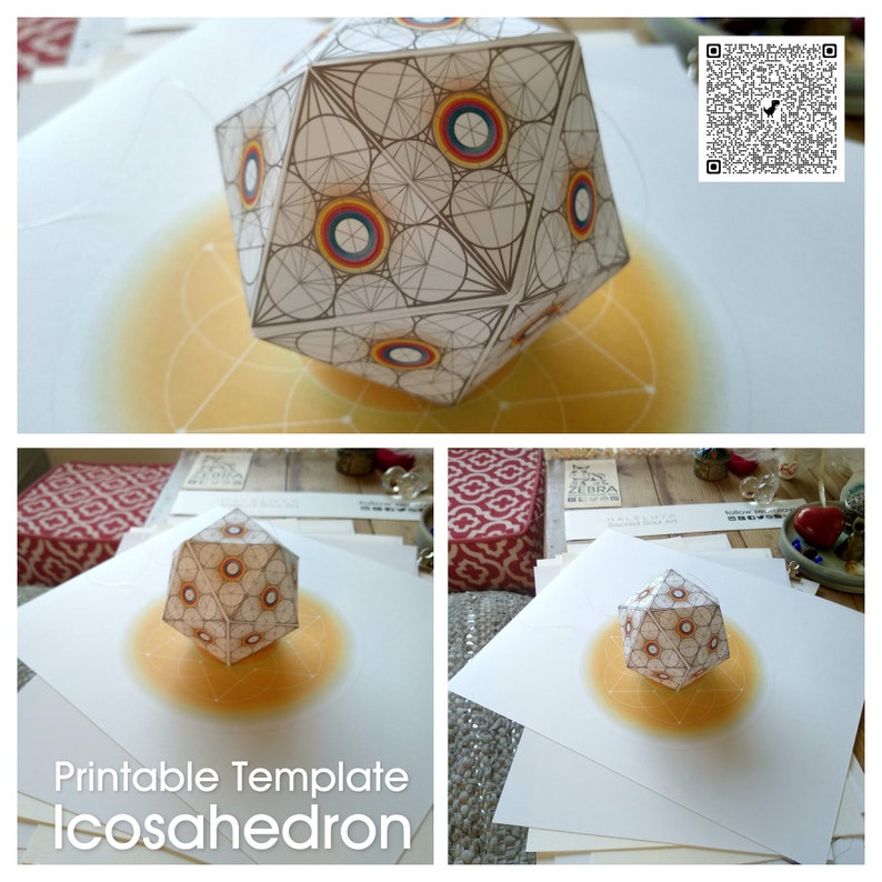 Icosahedron 3D Papercraft Template Pdf-platonic Solids-printable Model ...