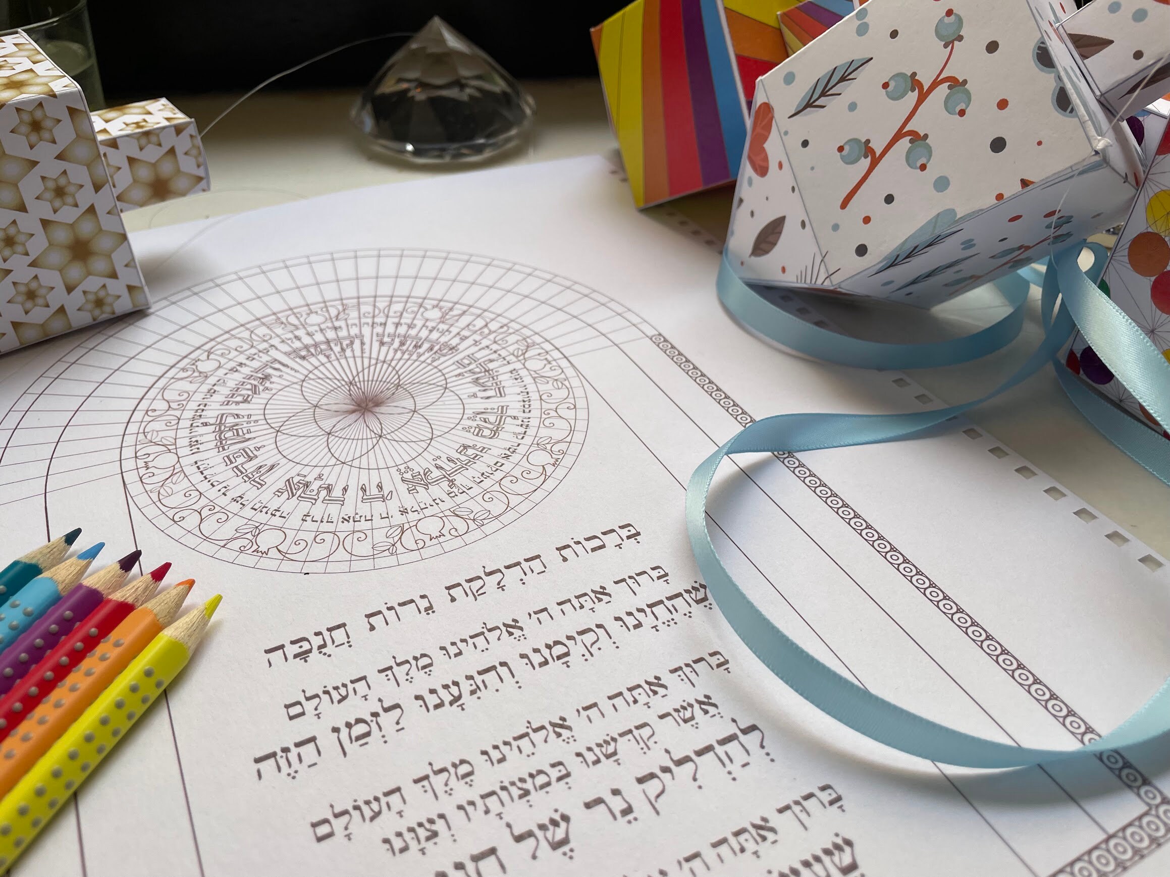 Hanukkah Menorah Candles Blessings Printable-siddur Prayers-hanukkiah ...