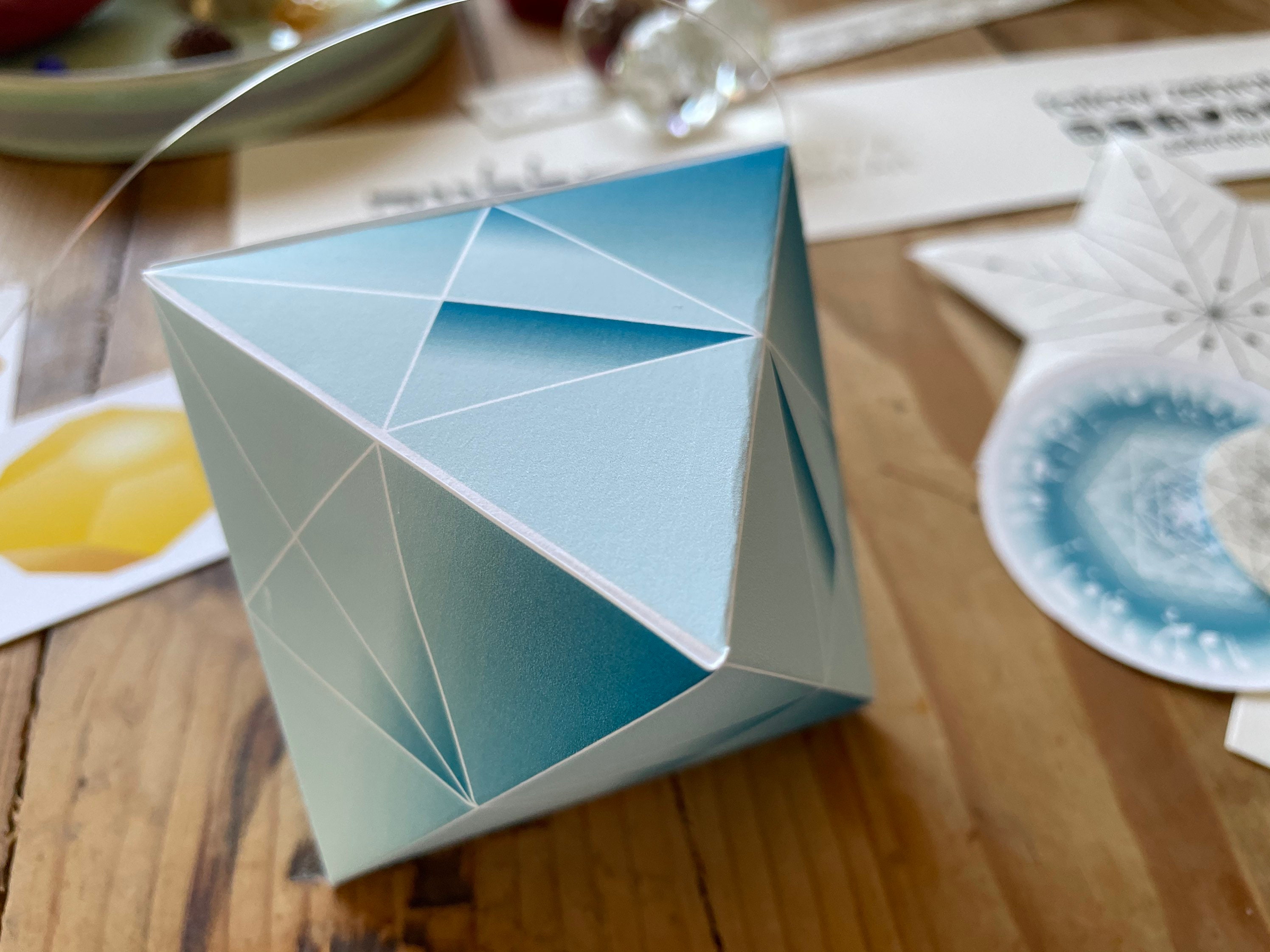 Octahedron 3D Papercraft Template Pdf-platonic Solids-turquoise ...