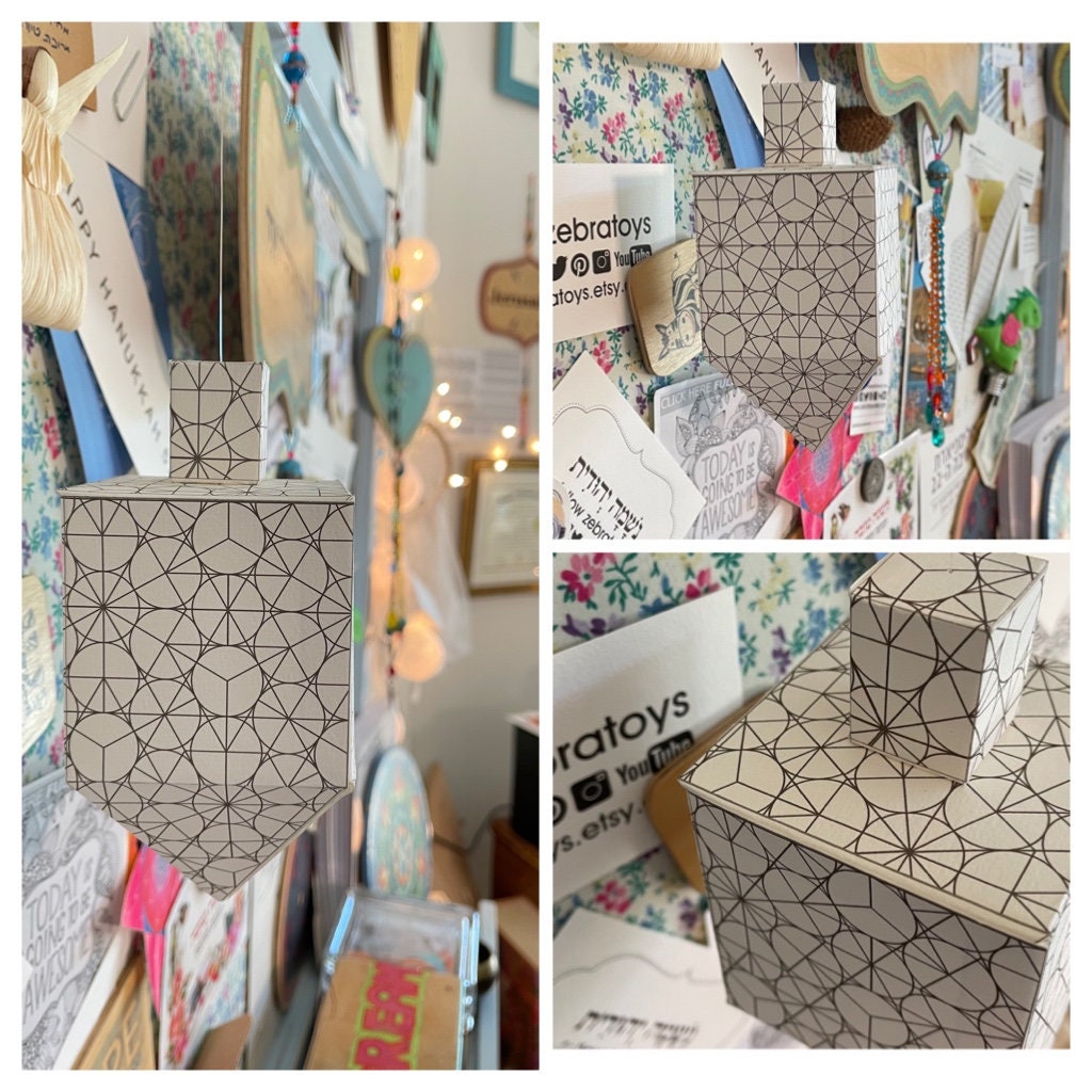 Hanukkah Dreidel Template-craft 3D Paper Model-geometric-holiday Party ...